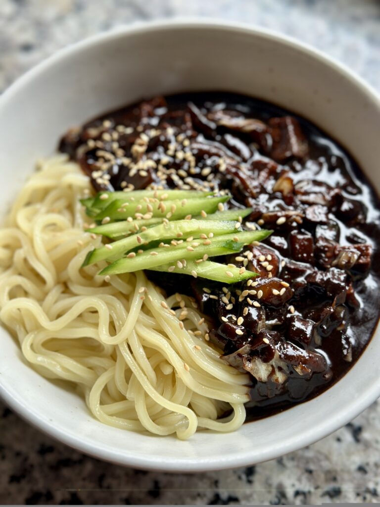 Vegan Jjajangmyeon (Korean Black Bean Noodles) - Brown Girl Vegan