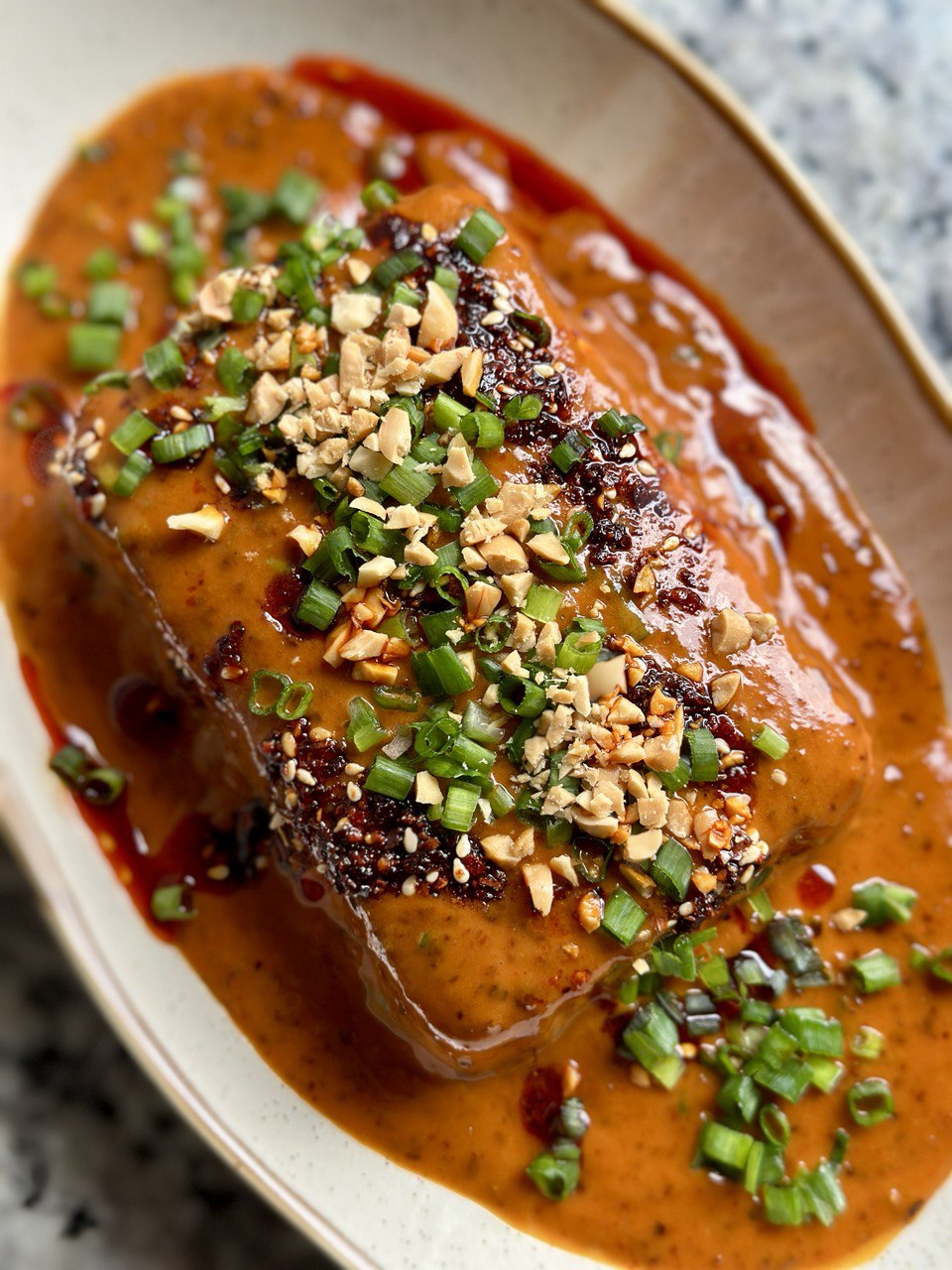 5-min Peanut Gochujang Silken Tofu - Brown Girl Vegan